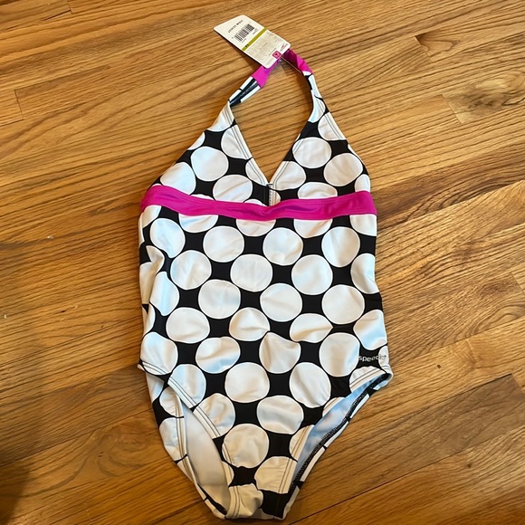Speedo | Swim | Nwt Speedo Halter Style Swimsuitsize 4black White And ...